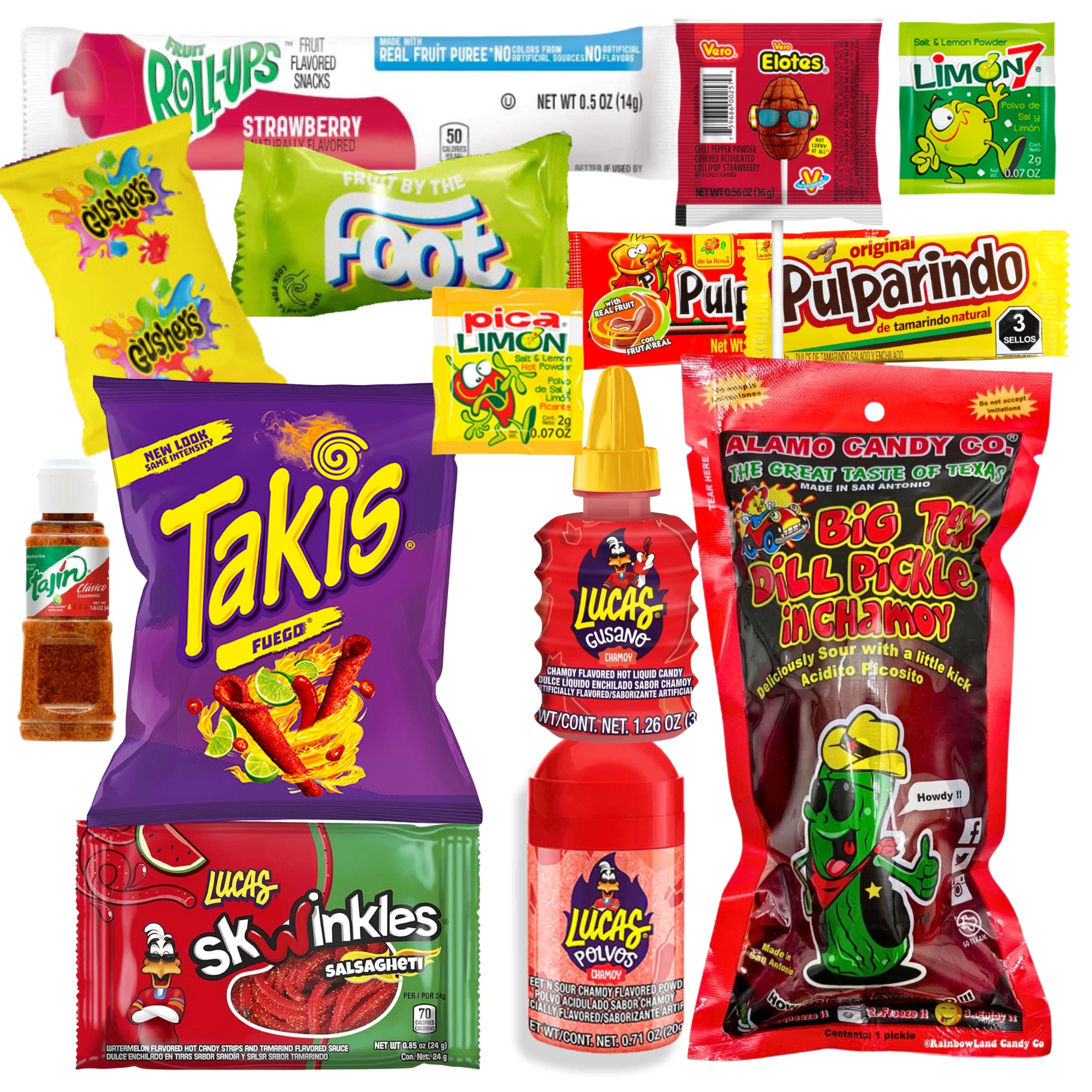Ma Lit Candy Big Tex Alamo Chamoy Pickle Kit with Takis & Fruit Roll U